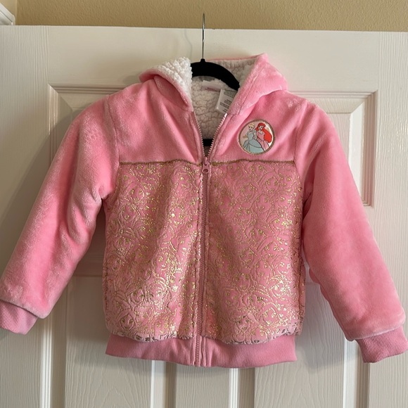 Disney | Jackets & Coats | Disney Princess Sherpa Lined Pink Velour ...